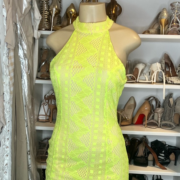 Dresses | Neon Bodycon Lace Dress | Poshmark